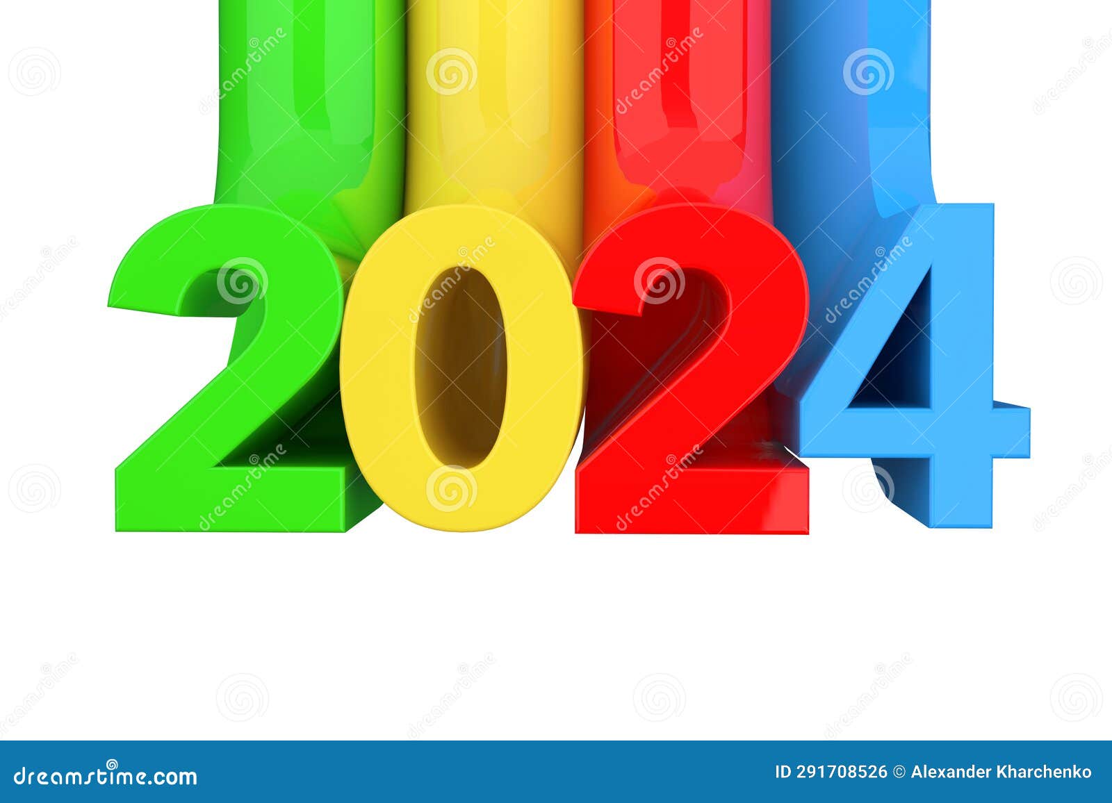 Abstract New 2024 Year Sign. 3d Rendering Stock Illustration ...