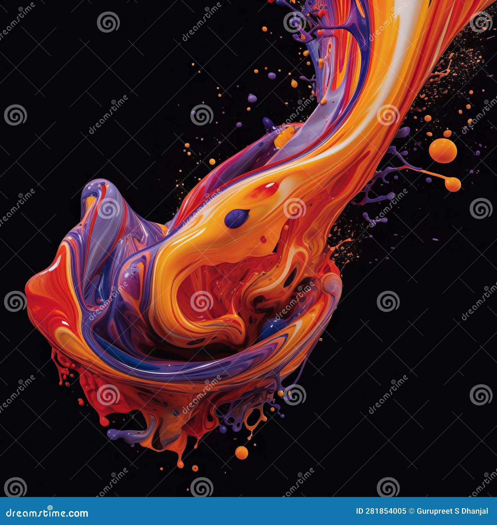 Abstract Newtonian Fluid Color Splash Stock Illustration - Illustration ...