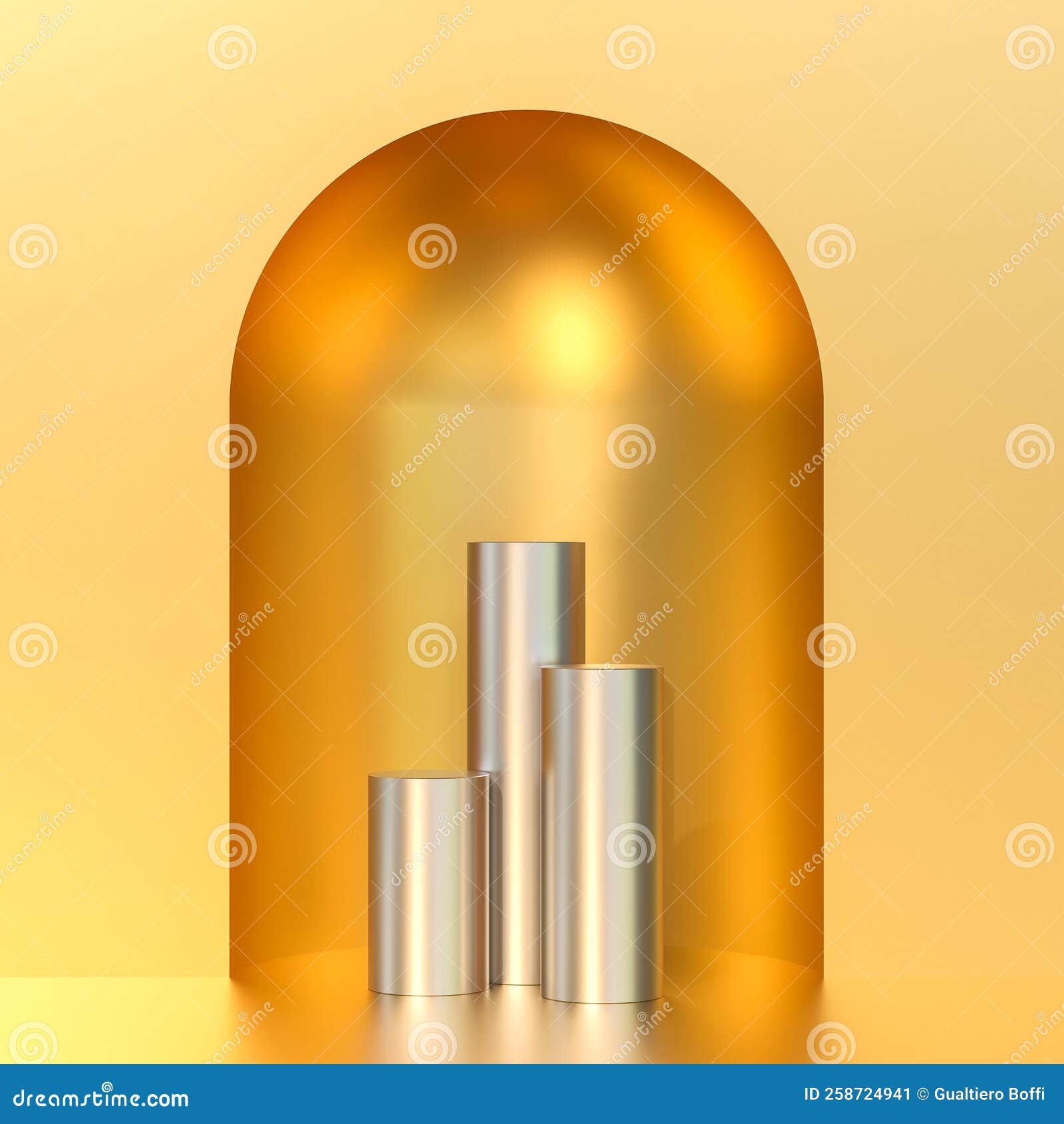 Abstract Niche Background with 3 Gold Podiums Stock Illustration ...