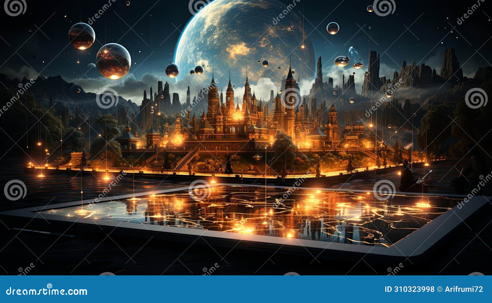 Abstract Night City Map with Technology Network Big Data Connection ...