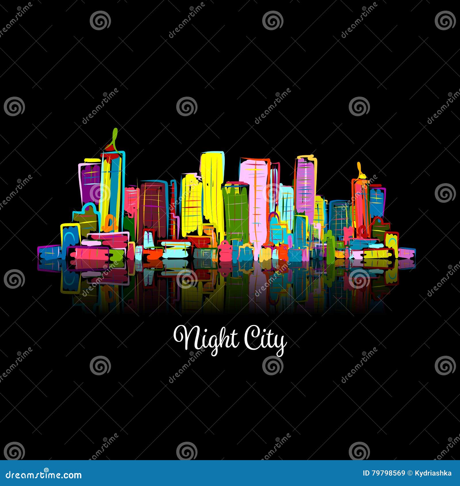 Abstract Night Cityscape, Sketch for Your Design Stock Vector ...