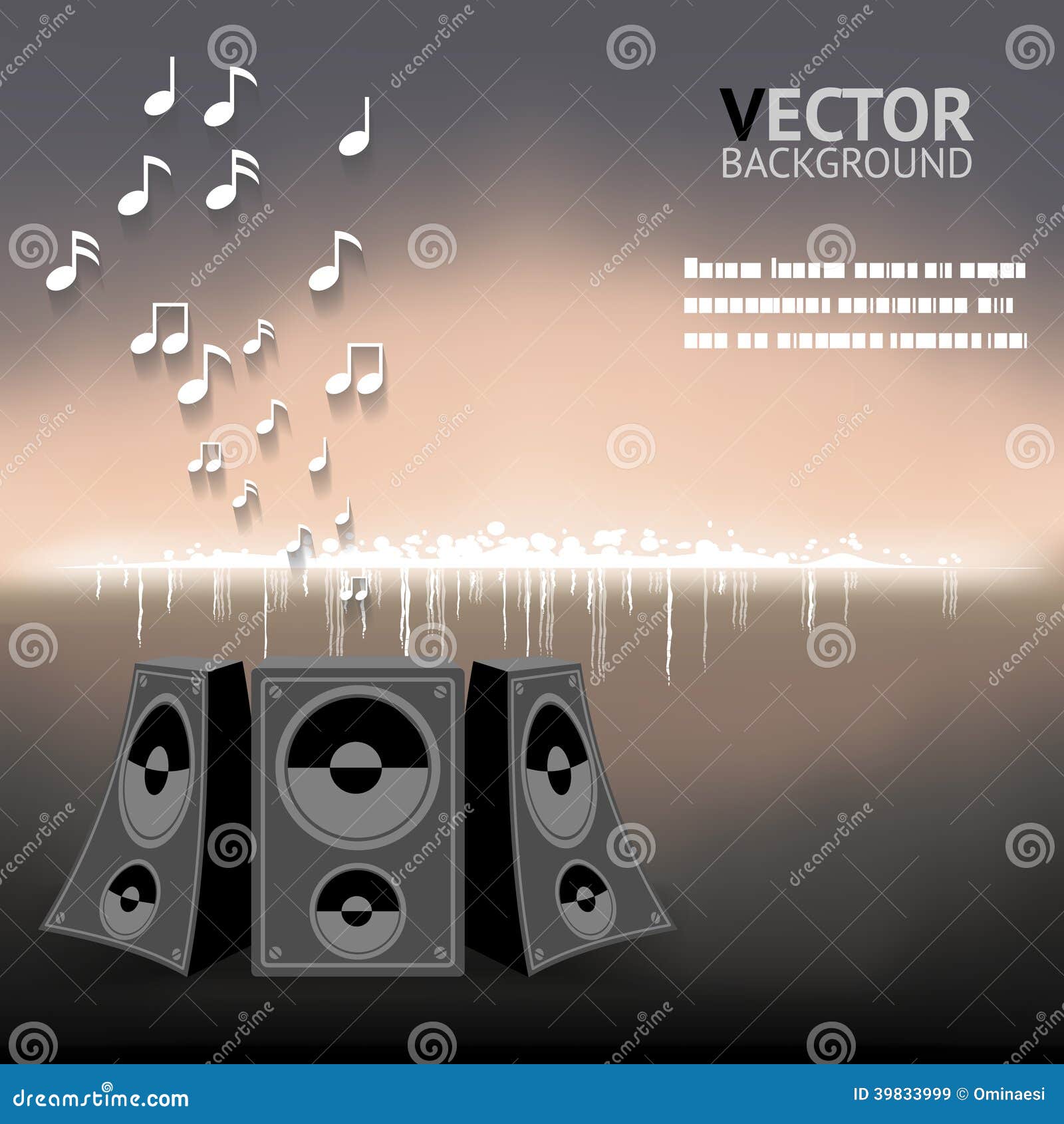 Abstract Night Music Notes Speaker Background Vector Illustration Stock ...