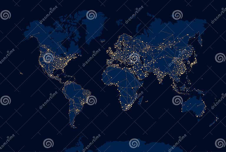 Abstract Night World Map stock vector. Illustration of africa - 59562556