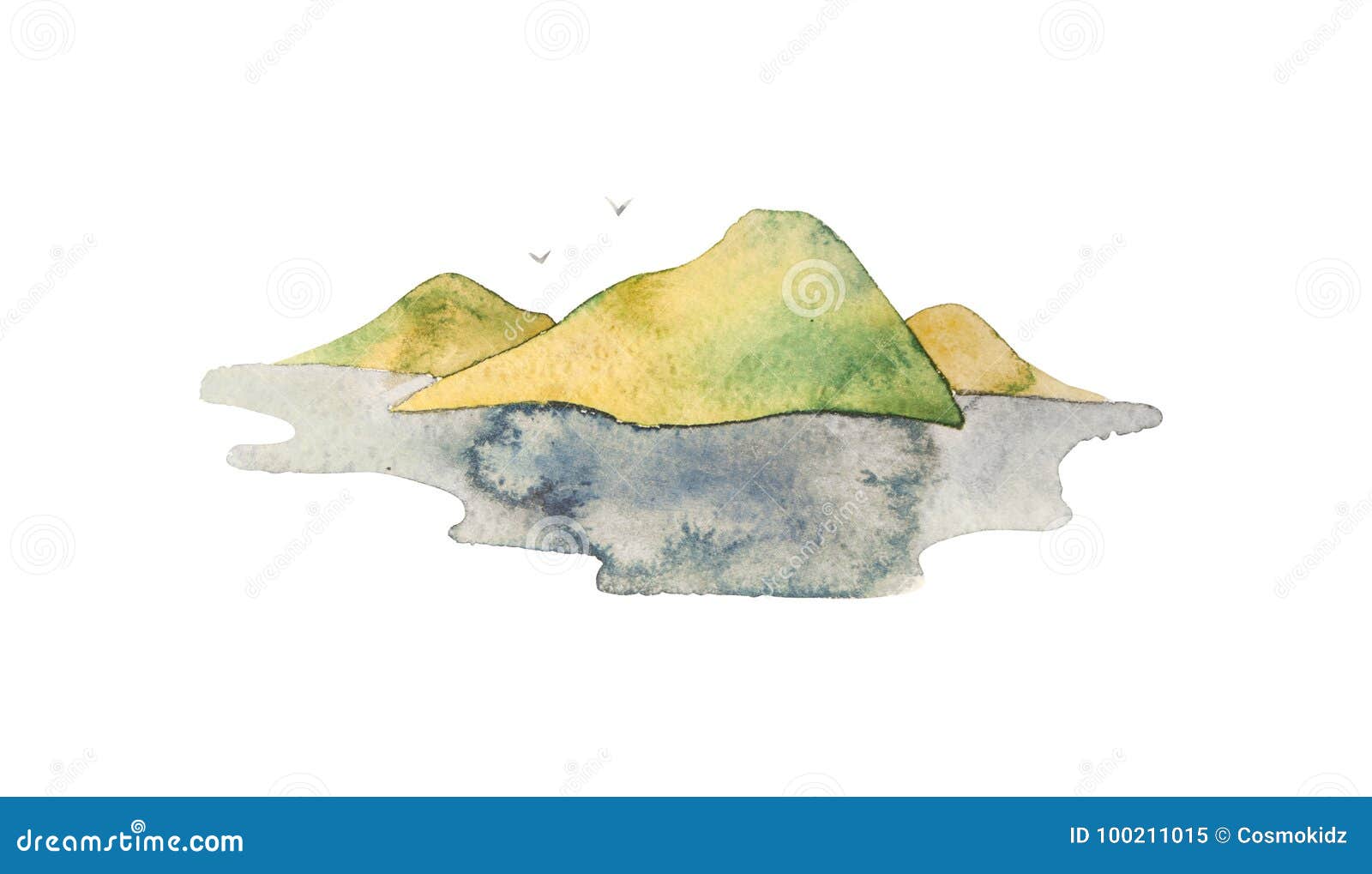 Abstract Noetic Watercolor Empty Island Isolated on White Stock ...