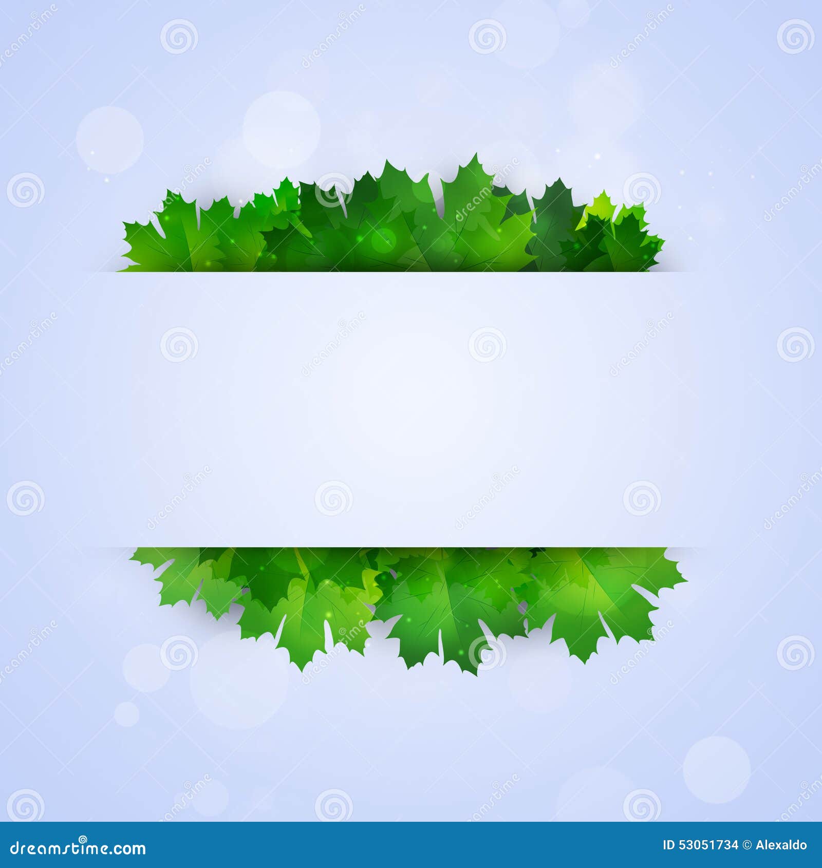 Abstract Notice with Green Leaves Stock Illustration - Illustration of ...