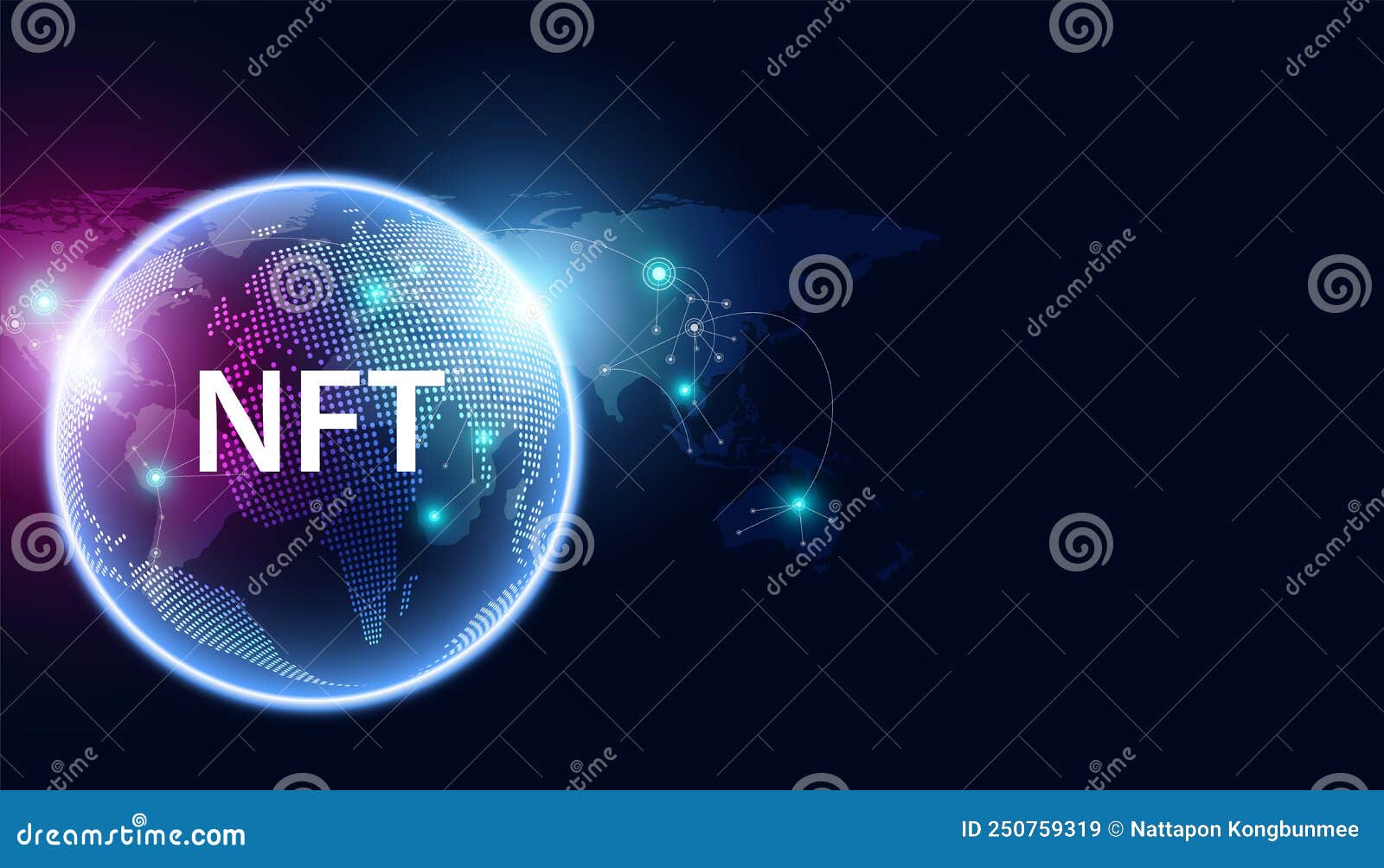 NTF Digital Image Concept World Map Digital Irreplaceable Token The ...