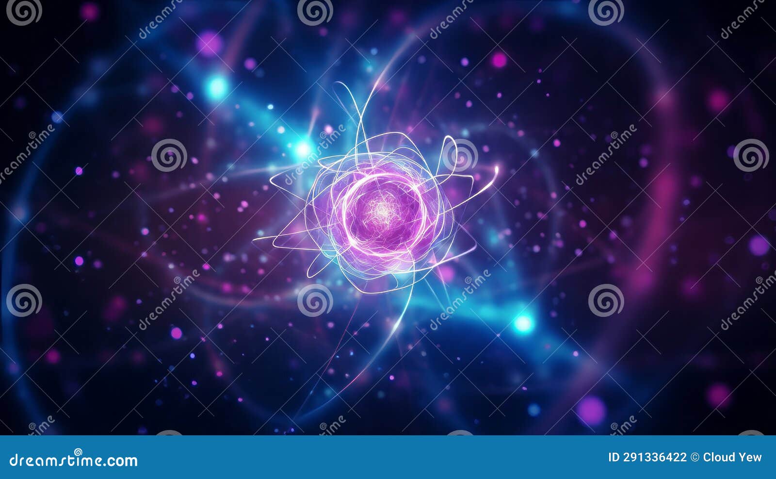 Abstract Nuclear Background with Glowing Particles Stock Illustration ...