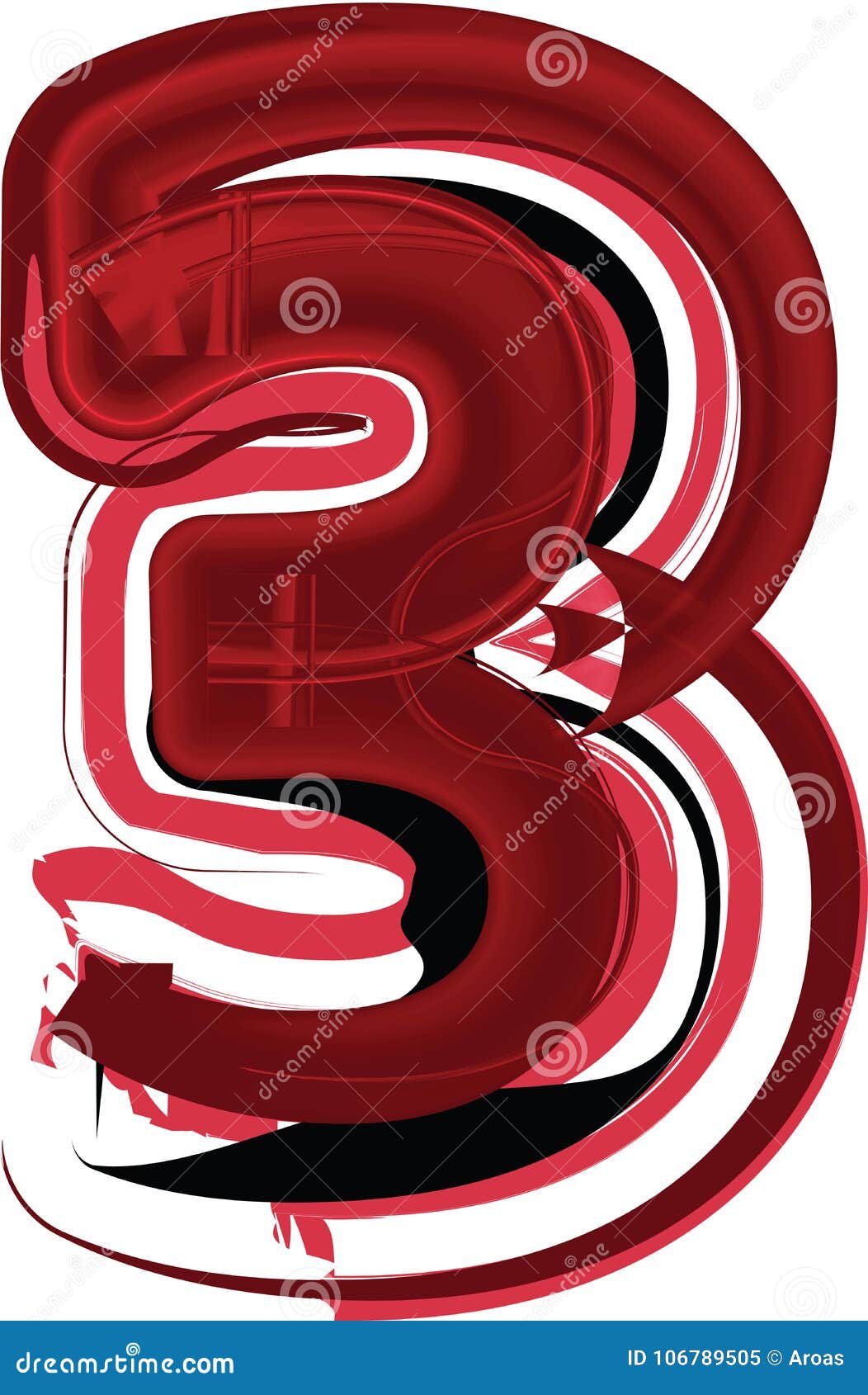 Abstract Number 3 stock vector. Illustration of script - 106789505