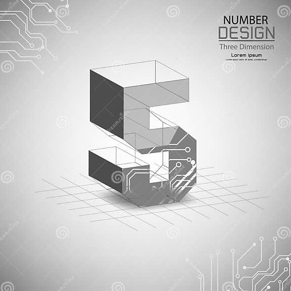 Abstract Number Five, Three Dimensional Surface, Template Vector Stock ...