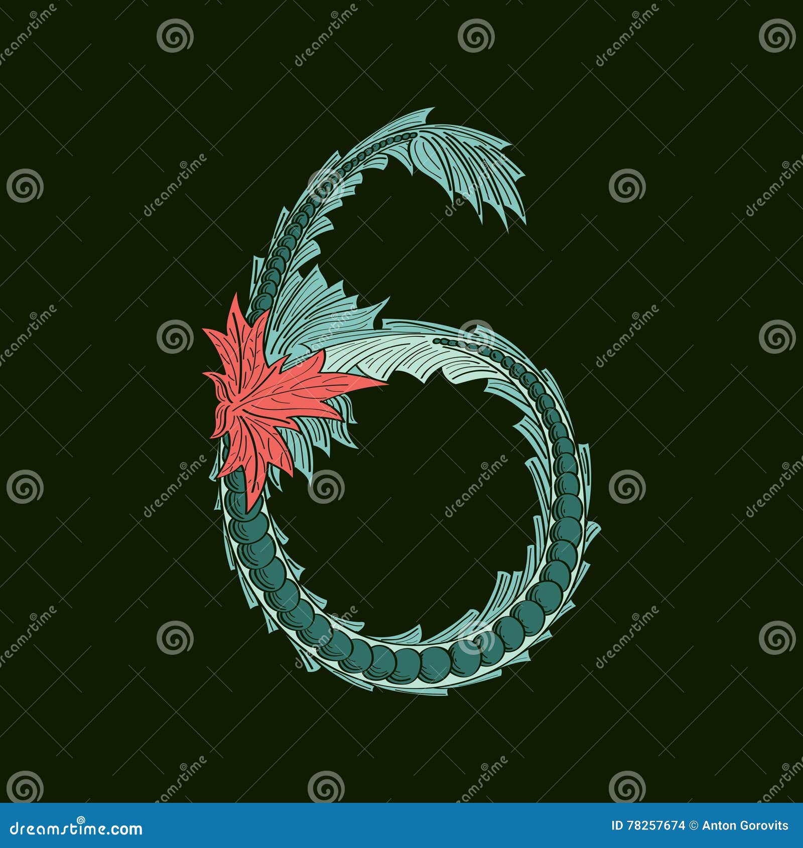 Abstract Number 6 Logo Icon in Blue Tropical Style Stock Vector ...