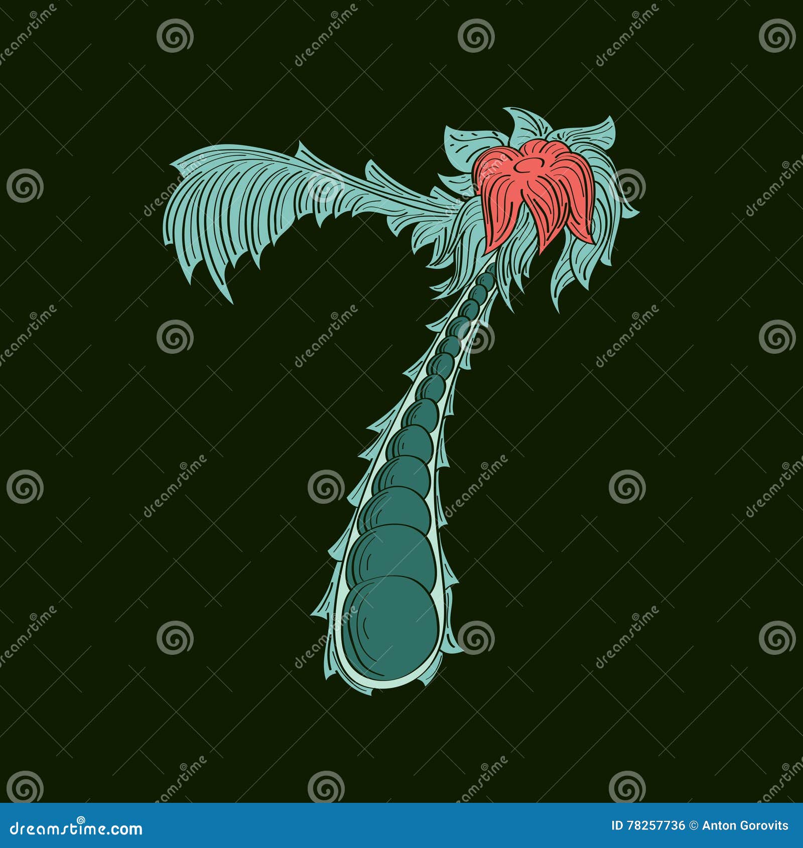 Abstract Number 7 Logo Icon in Blue Tropical Style Stock Vector ...