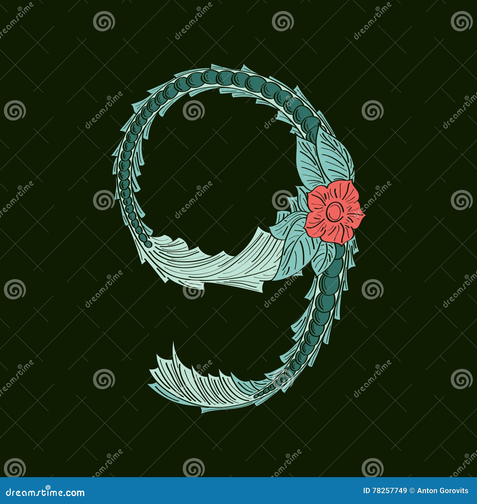 Abstract Number 9 Logo Icon in Blue Tropical Style Stock Vector ...