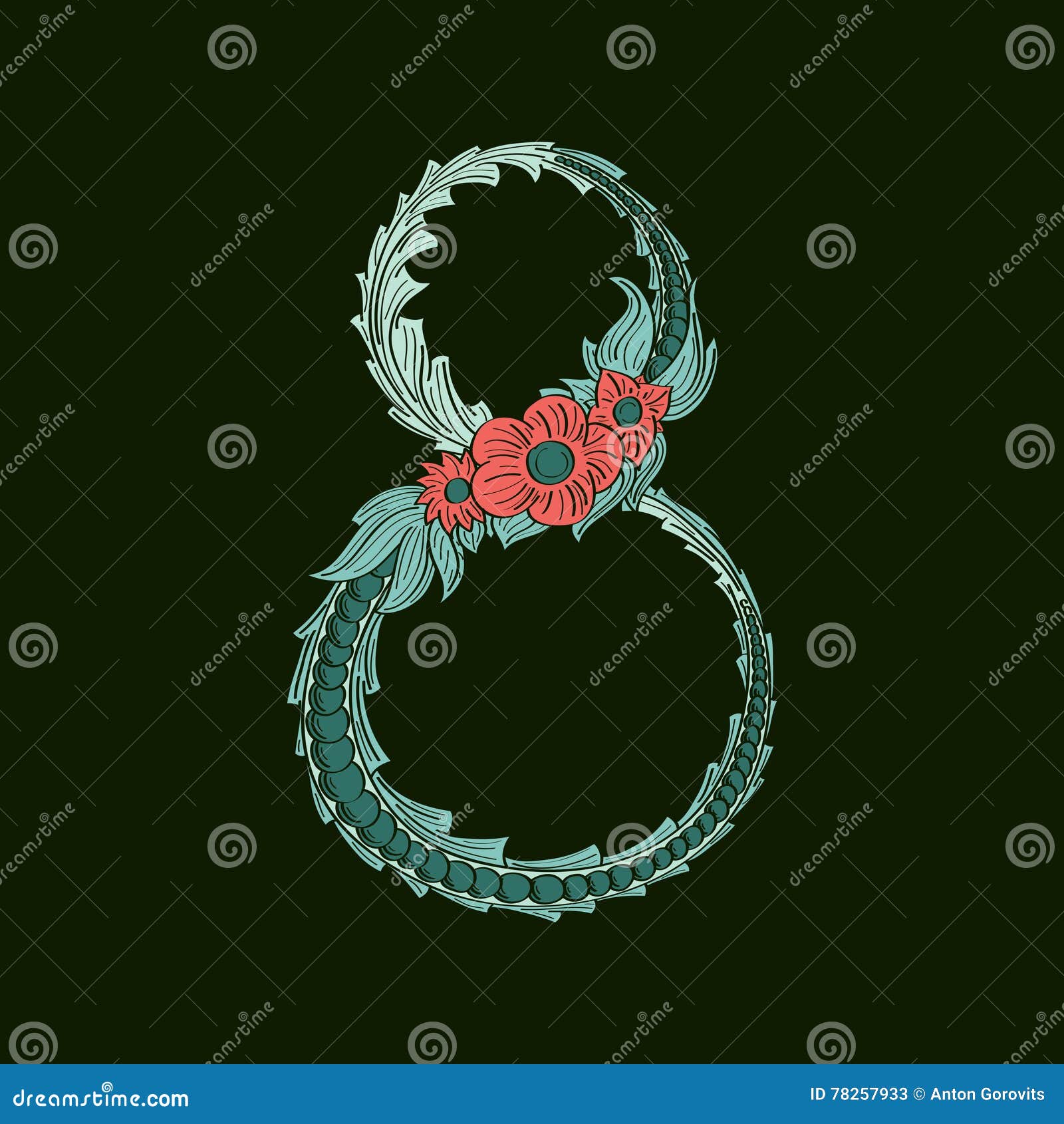 Abstract Number 8 Logo Icon in Blue Tropical Style Stock Vector ...