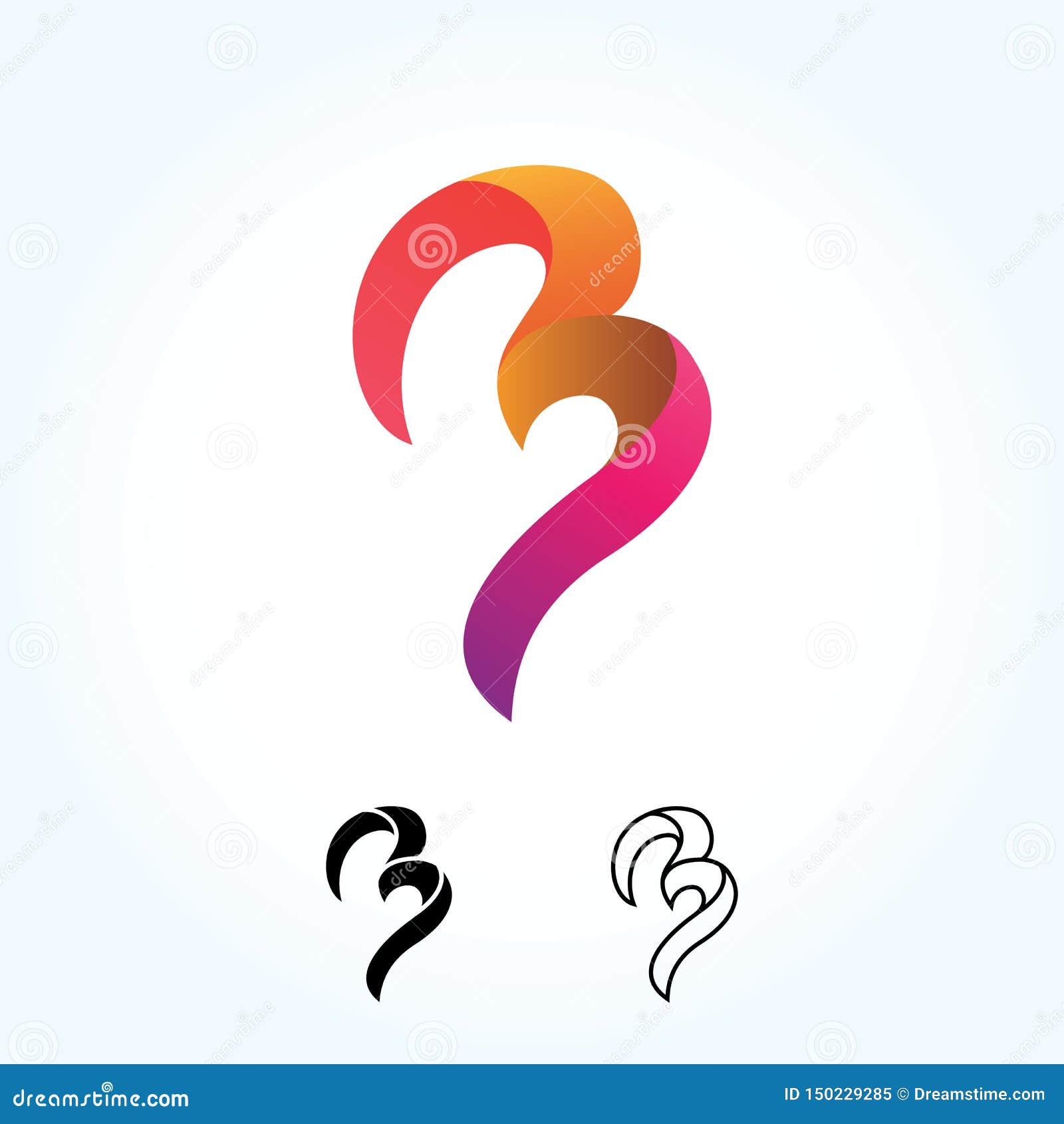 Abstract Number 3 Logo Sign. Paper Material Design, Flat and Line Style ...