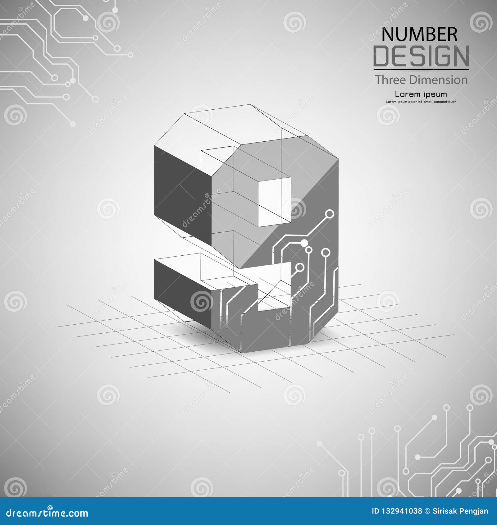 Abstract Number Nine, Three Dimensional Surface, Template Vector Stock ...