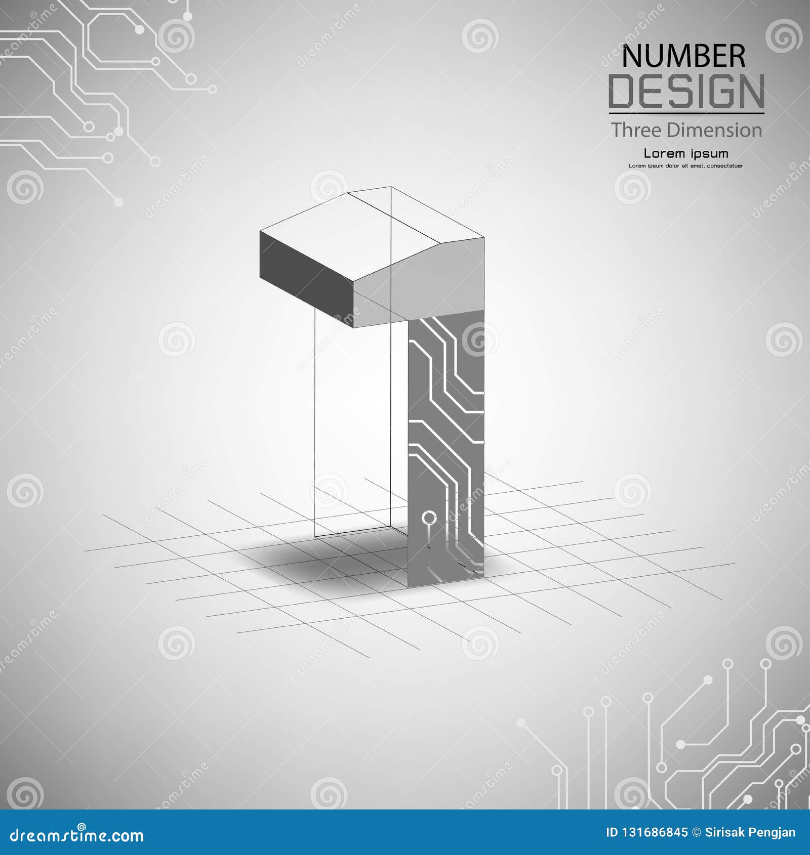 Abstract Number One Three Dimensional Surface, Template Vector Stock ...