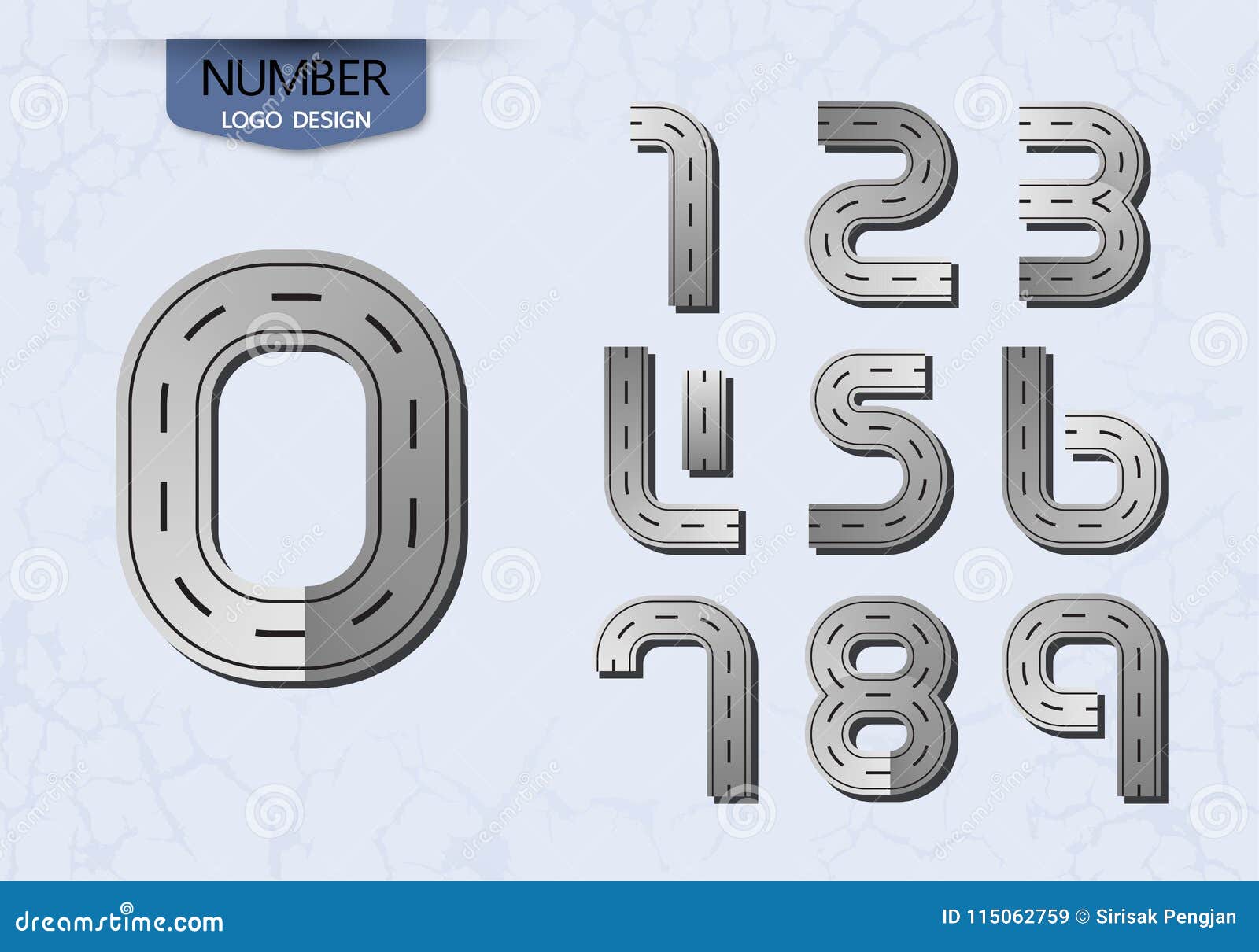 Abstract Number Set of Logo Road Style Vector Stock Vector ...