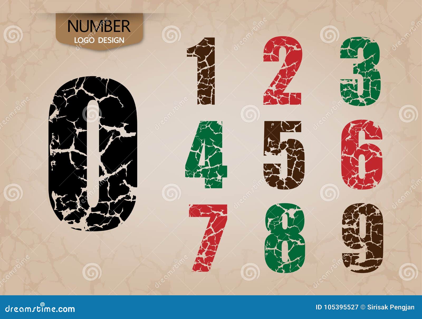 Abstract Number Set of Logo Style Cracking Vector Stock Vector ...