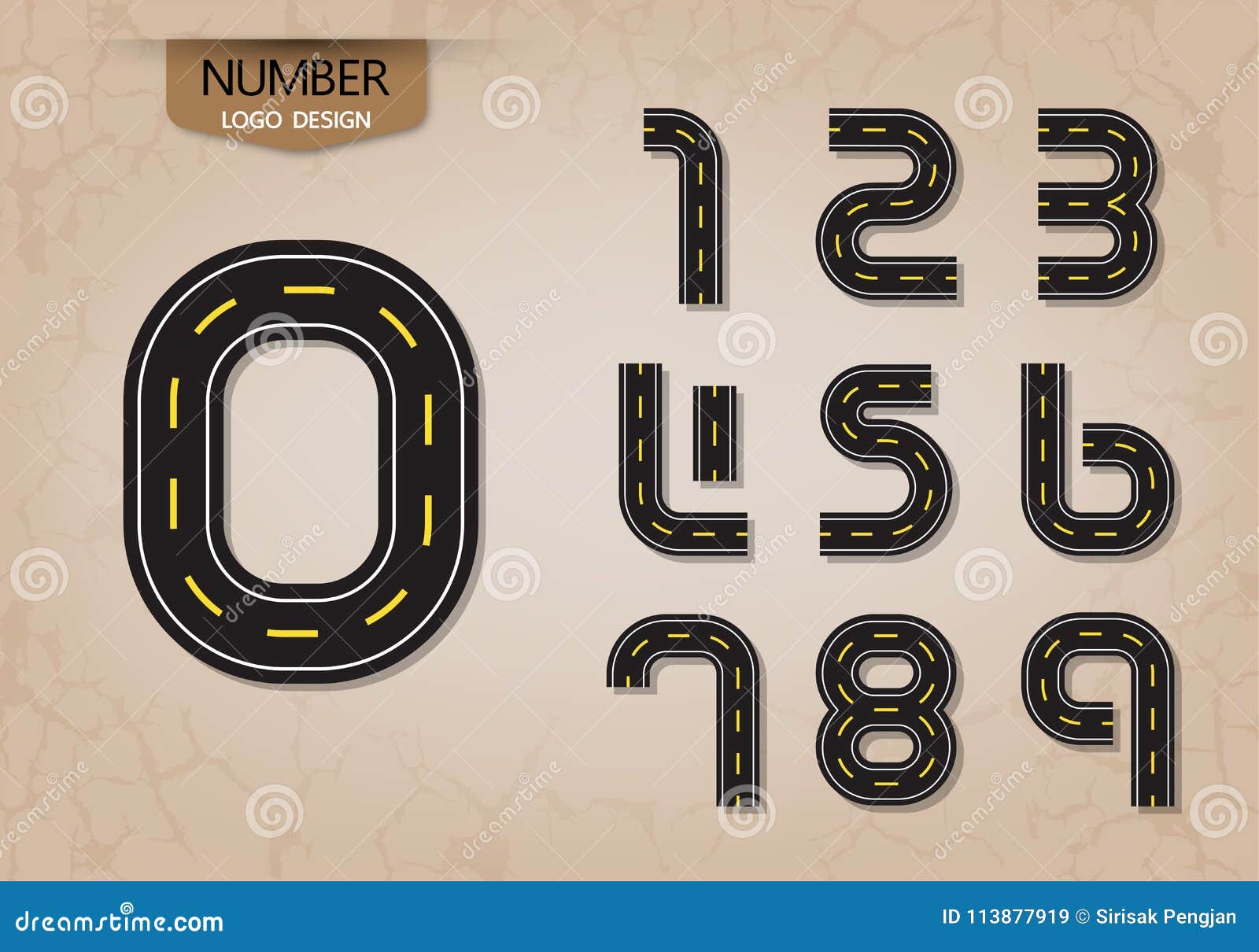 Abstract Number Set of Logo Style Road Nature Vector Stock Illustration ...