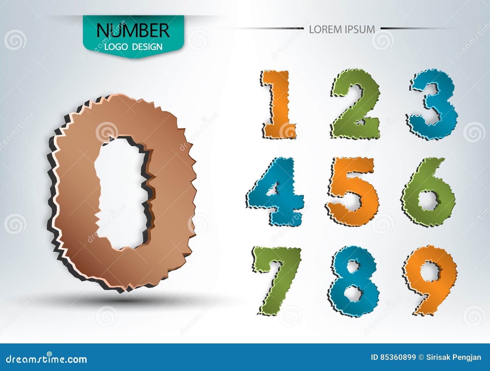 Abstract Number Set of Logo Vector Design Stock Illustration ...