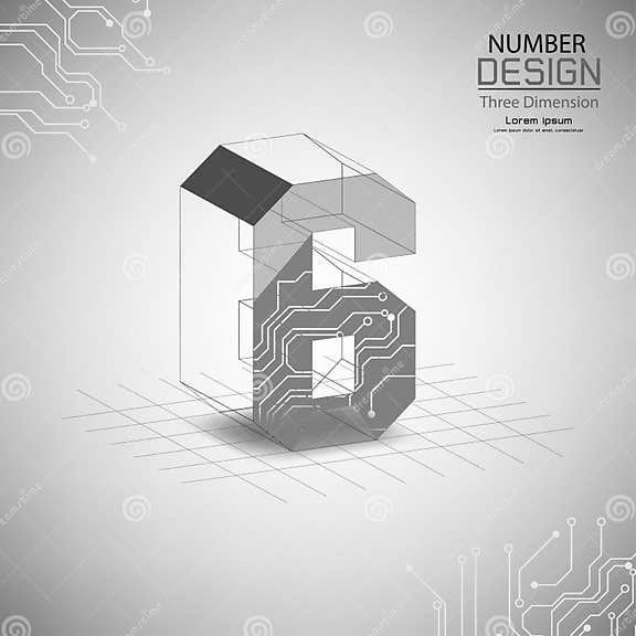 Abstract Number Six, Three Dimensional Surface, Template Vector Stock ...