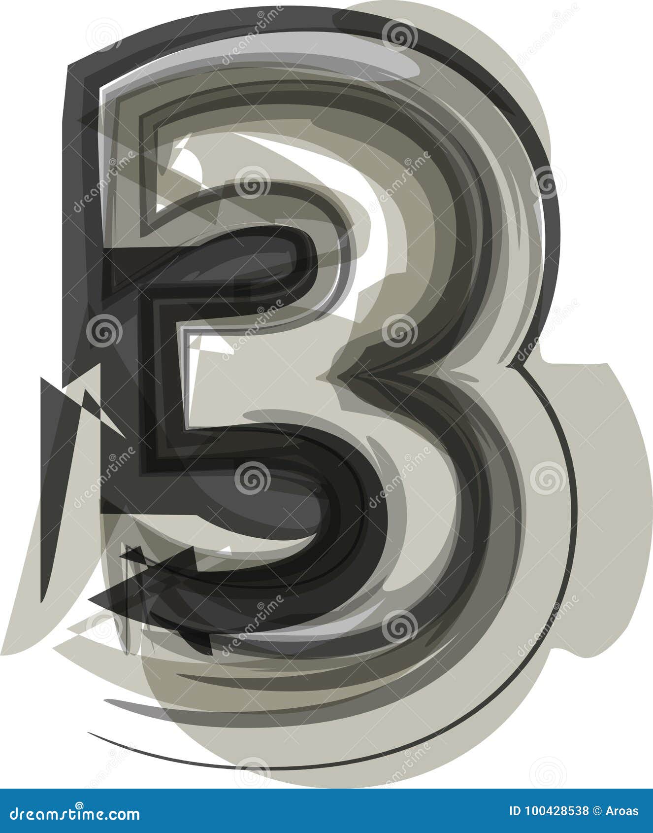 Abstract Number 3 stock vector. Illustration of grunge - 100428538