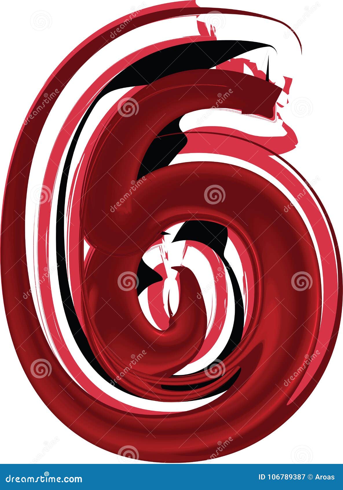 Abstract Number 6 stock vector. Illustration of draw - 106789387