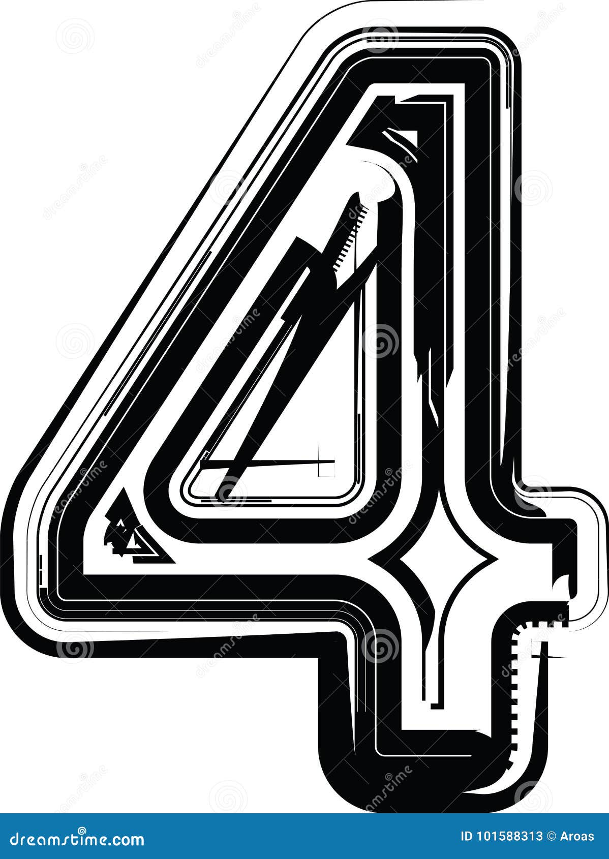 Abstract Number 4 stock vector. Illustration of grunge - 101588313