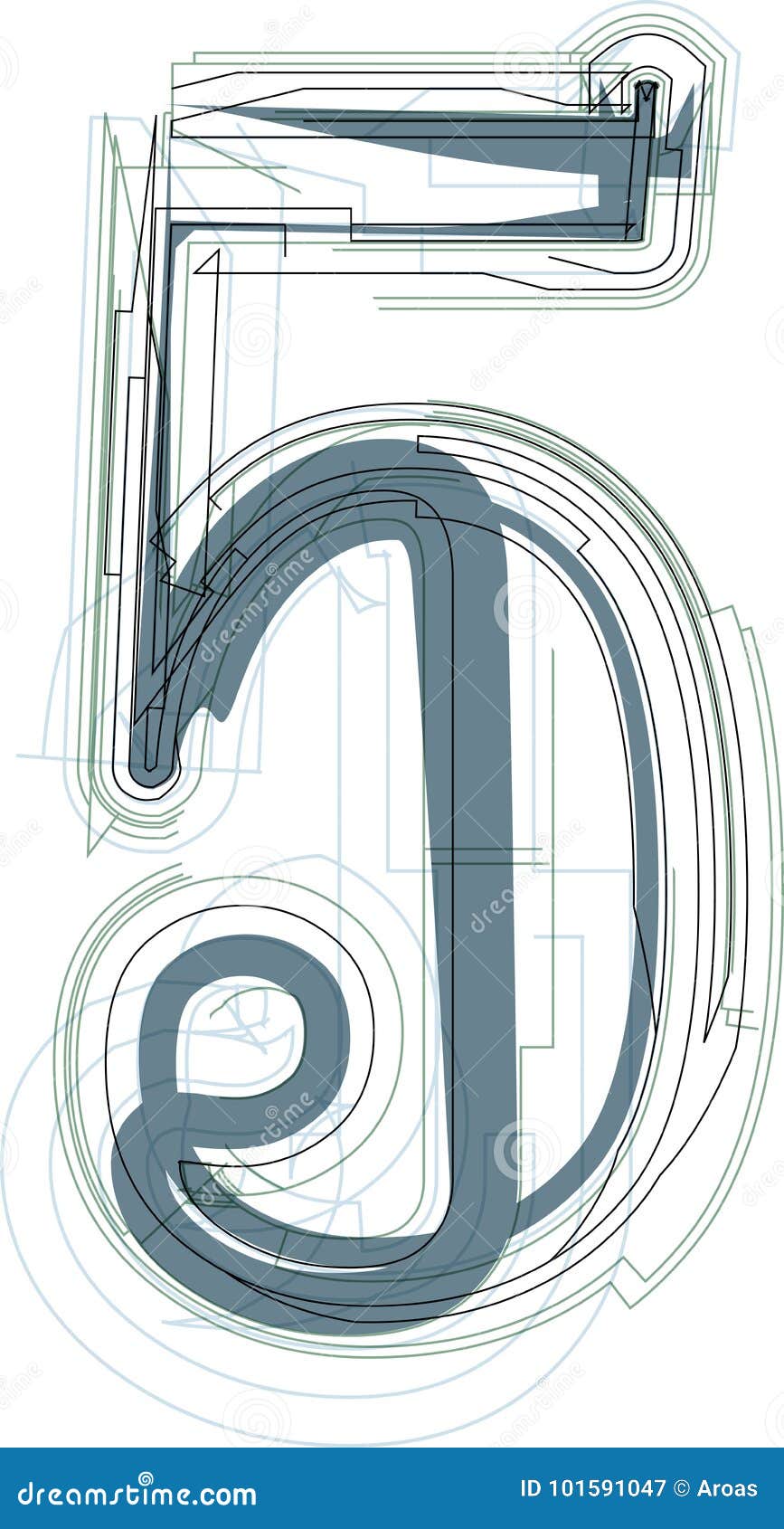 Abstract Number 5 stock vector. Illustration of grunge - 101591047