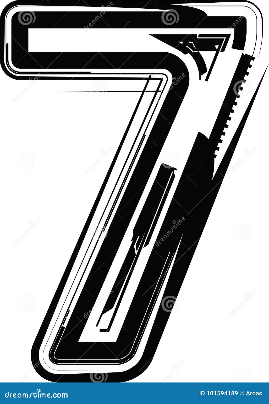 Abstract Number 7 stock vector. Illustration of number - 101594189