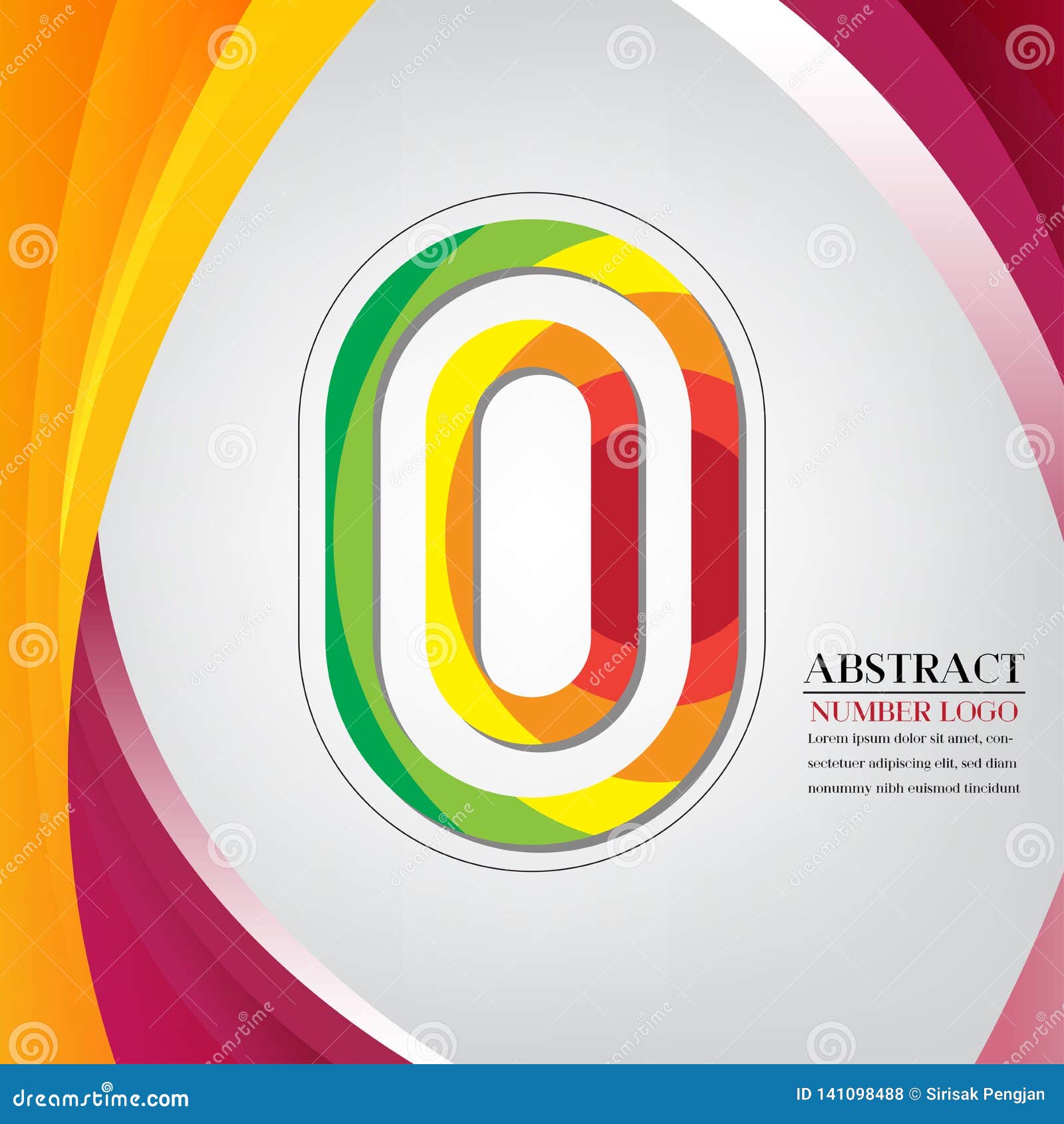Abstract Number Zero Rainbow Style, Arc Colorful Background Vector ...