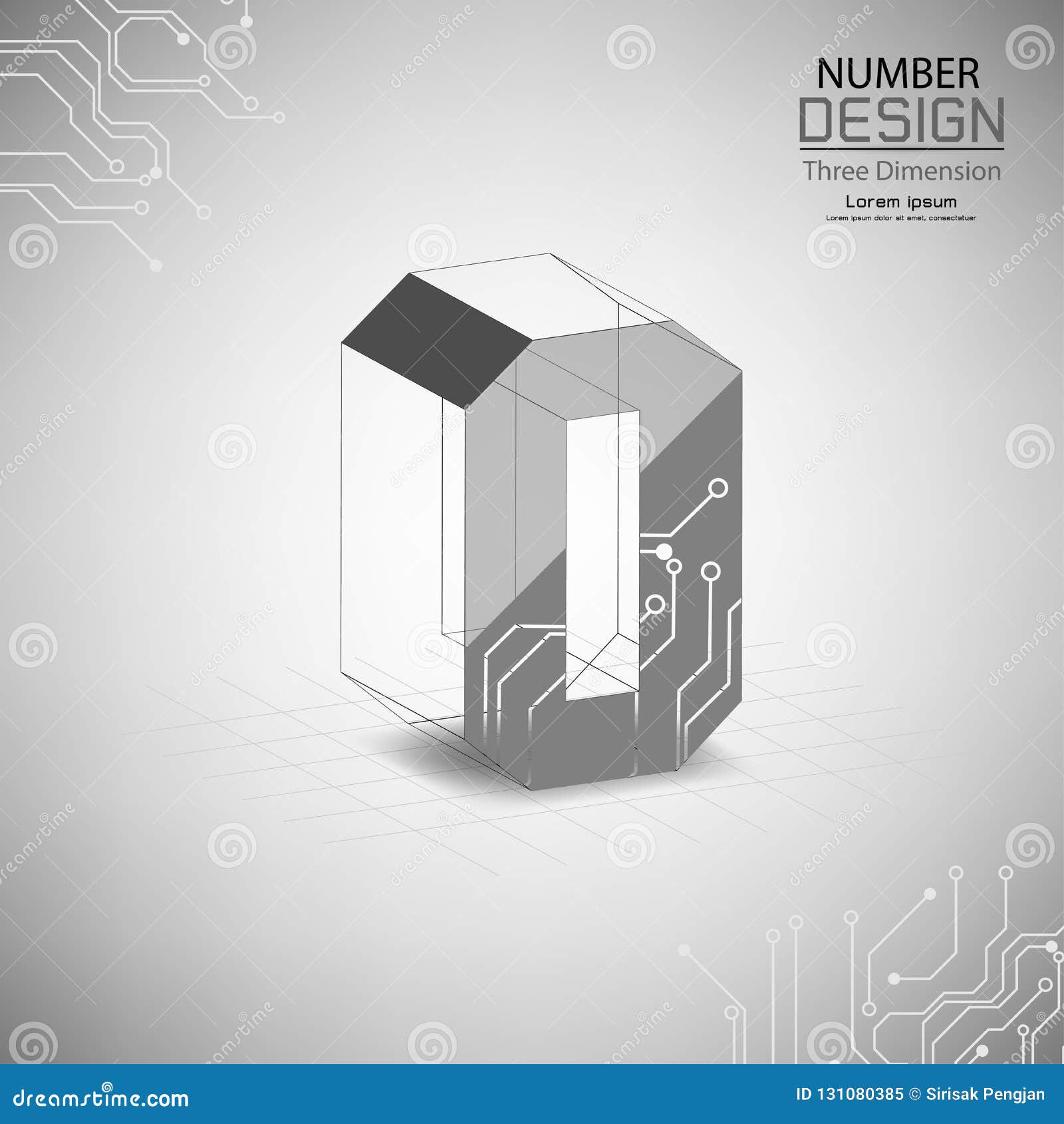 Abstract Number Zero Three Dimensional Surface, Template Vector Stock ...