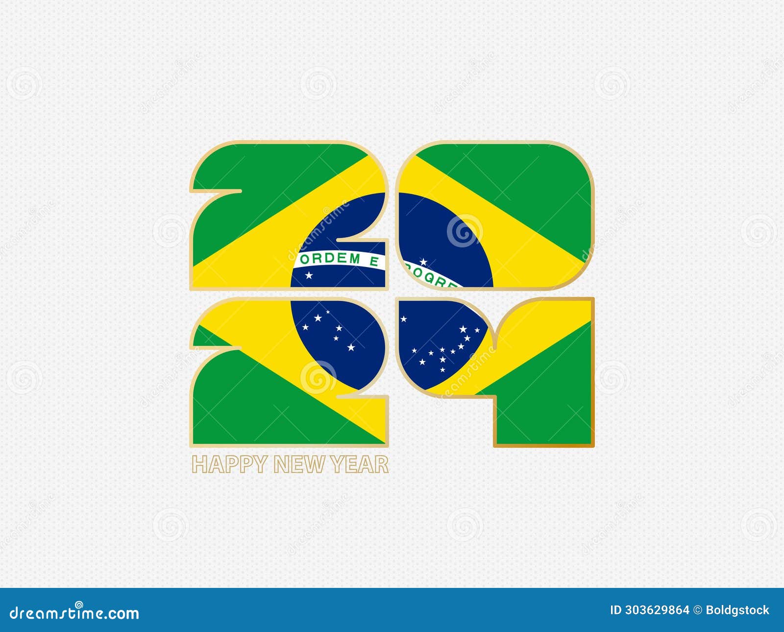 Abstract Numbers 2024 with Flag of Brazil Stock Illustration ...