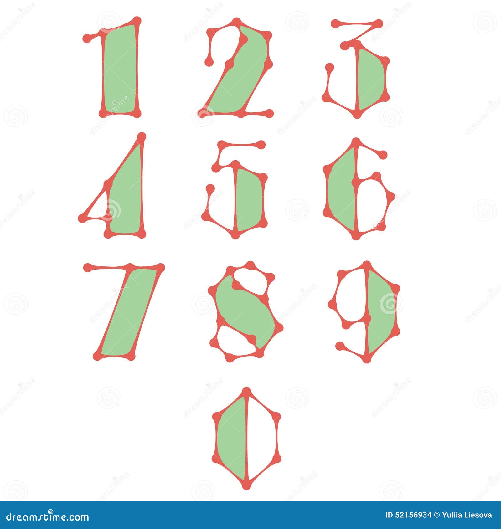 Abstract Numbers Made of Dots Connected Lines Stock Vector ...