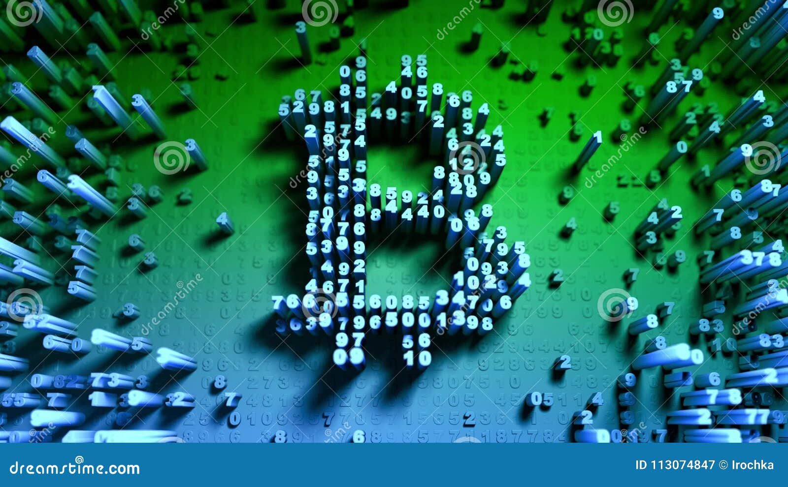 Abstract Numbers Random Motion in the Form of Coins Bitcoin Stock Image ...