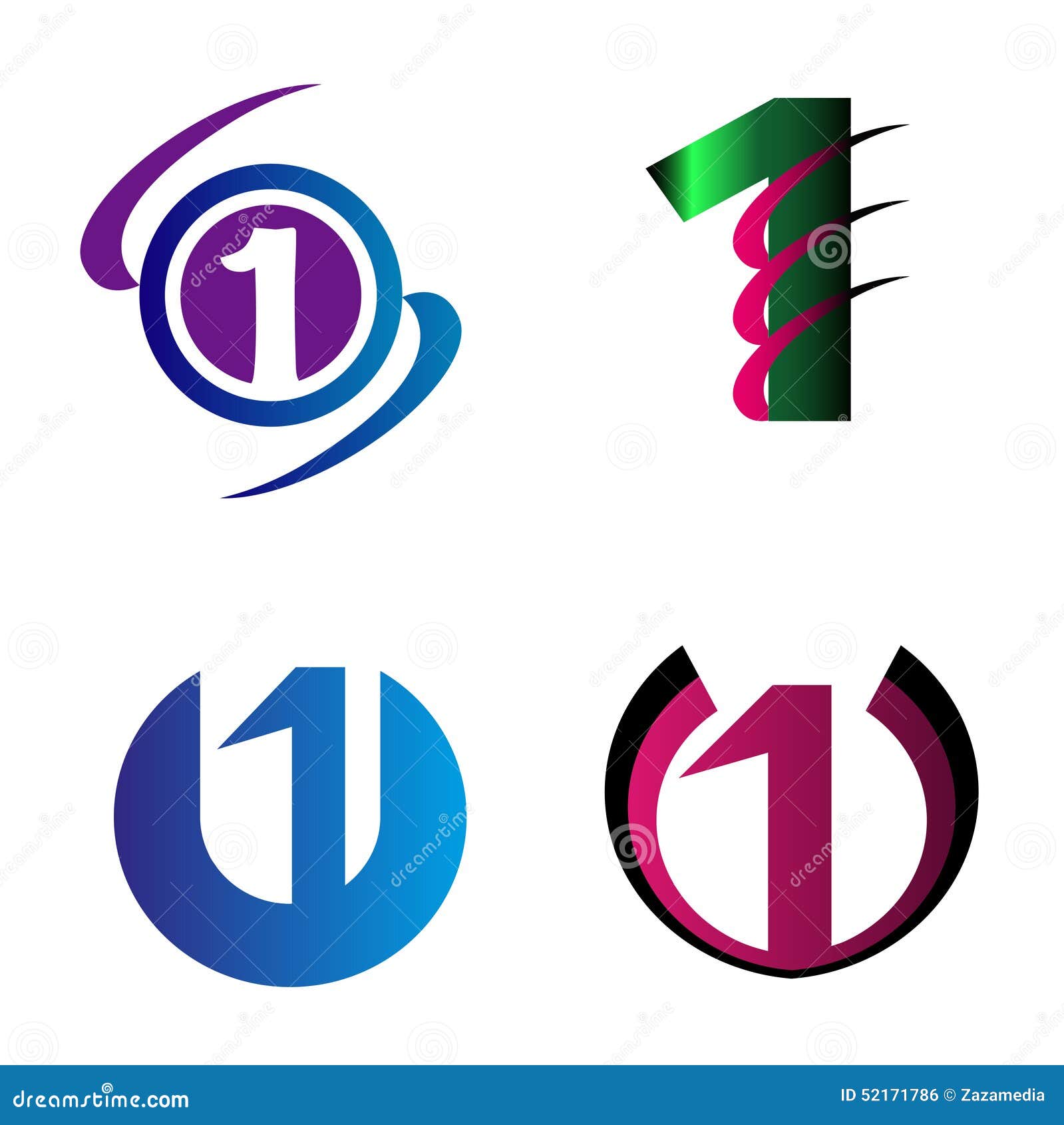 Abstract Nummer 1 Het Pictogram Van Het Embleemsymbool Stock ...