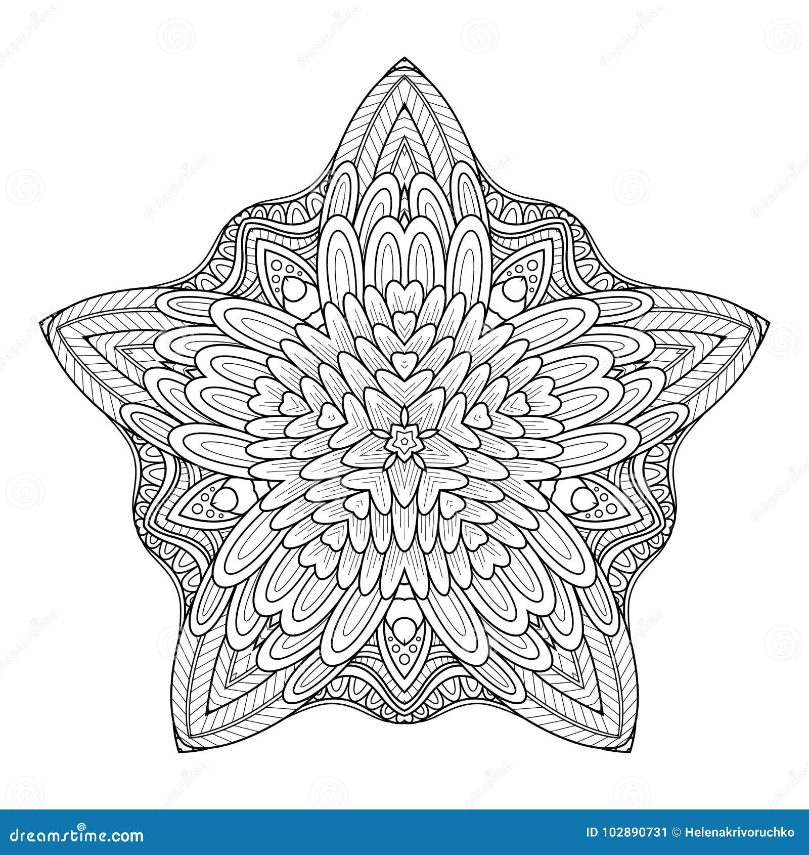 Vector Monochrome Star. Ethnic Decorative Element Stock Vector ...