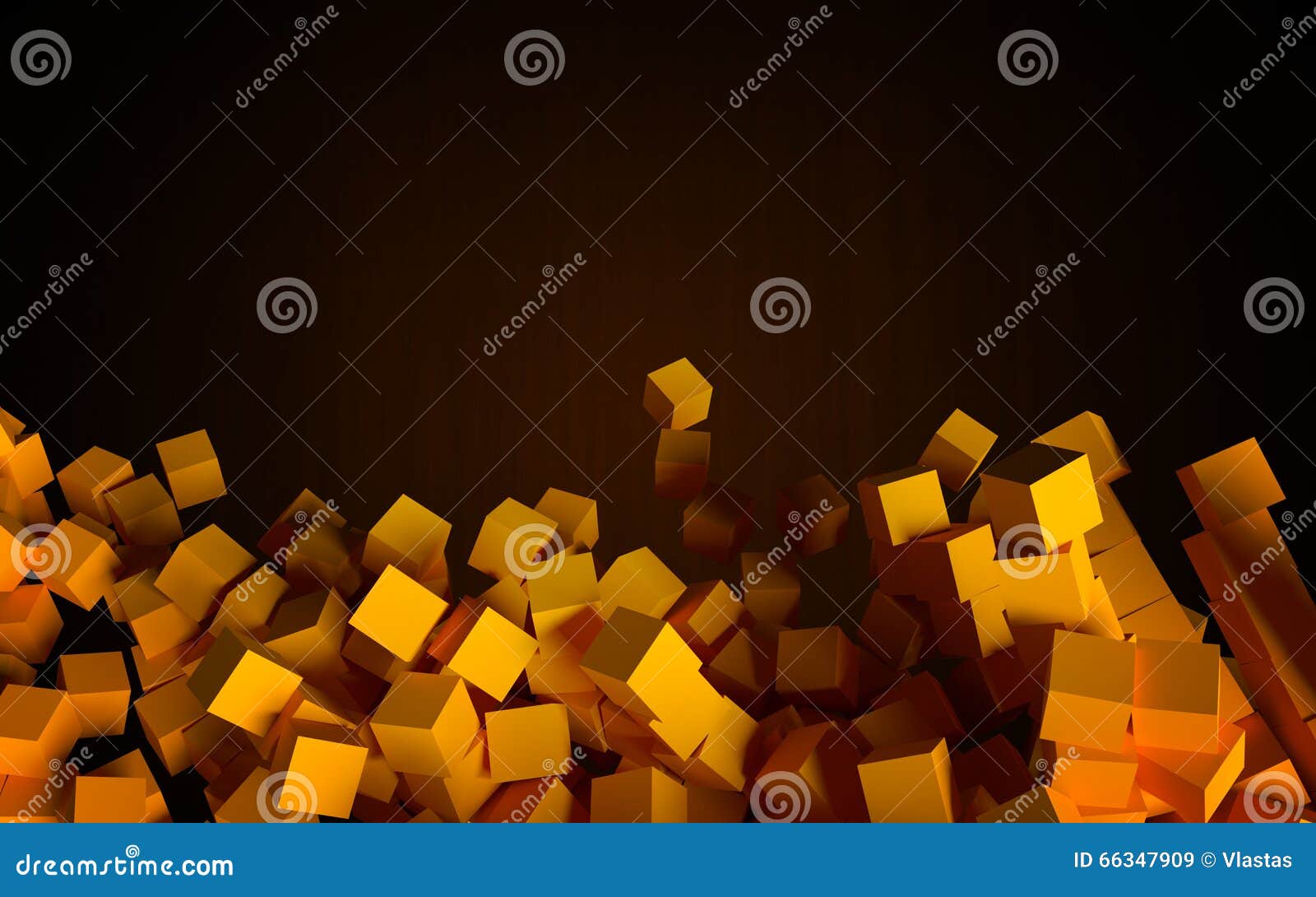 Abstract Objects As Falling Cubes on the Dark Background. Stock ...
