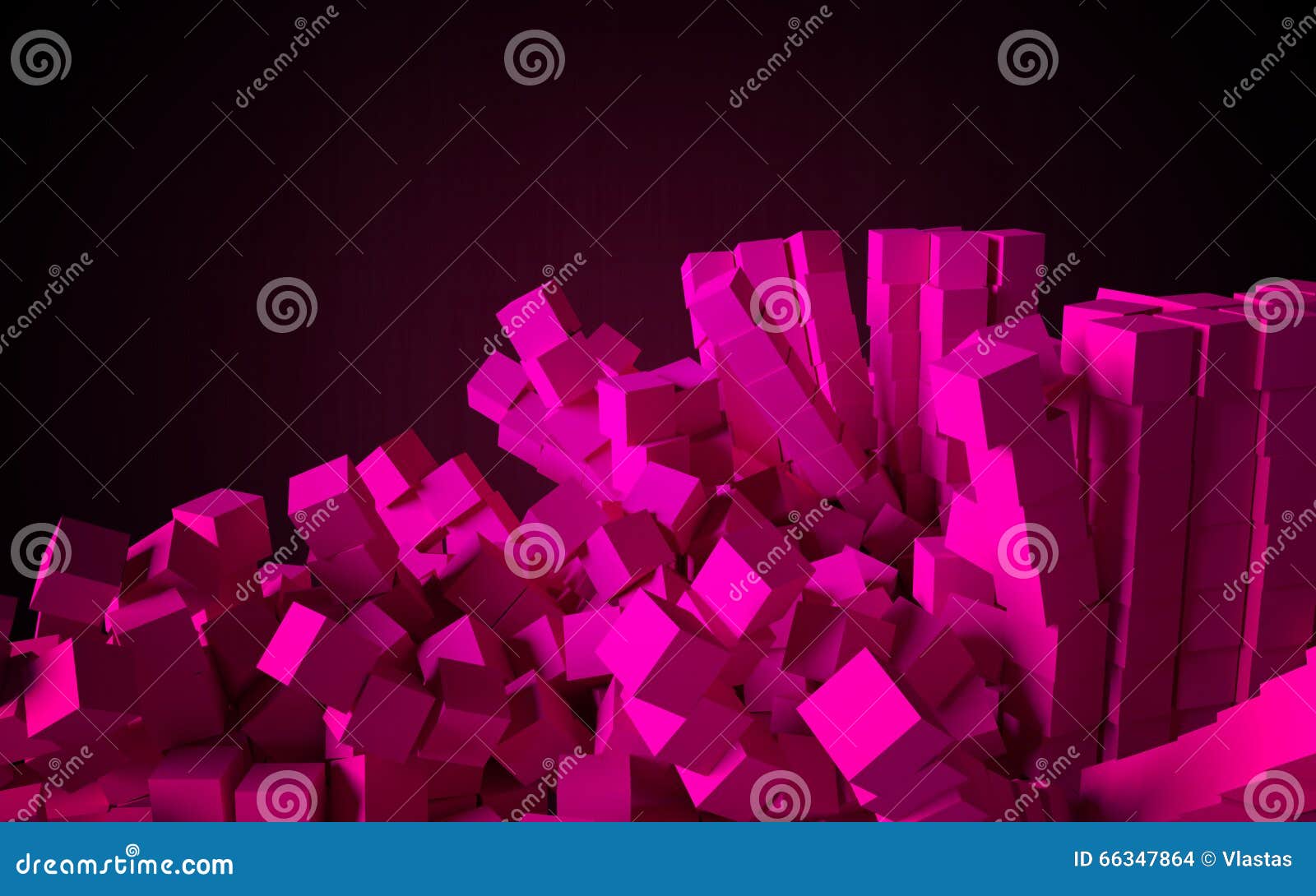 Abstract Objects As Falling Cubes on the Dark Background. Stock ...