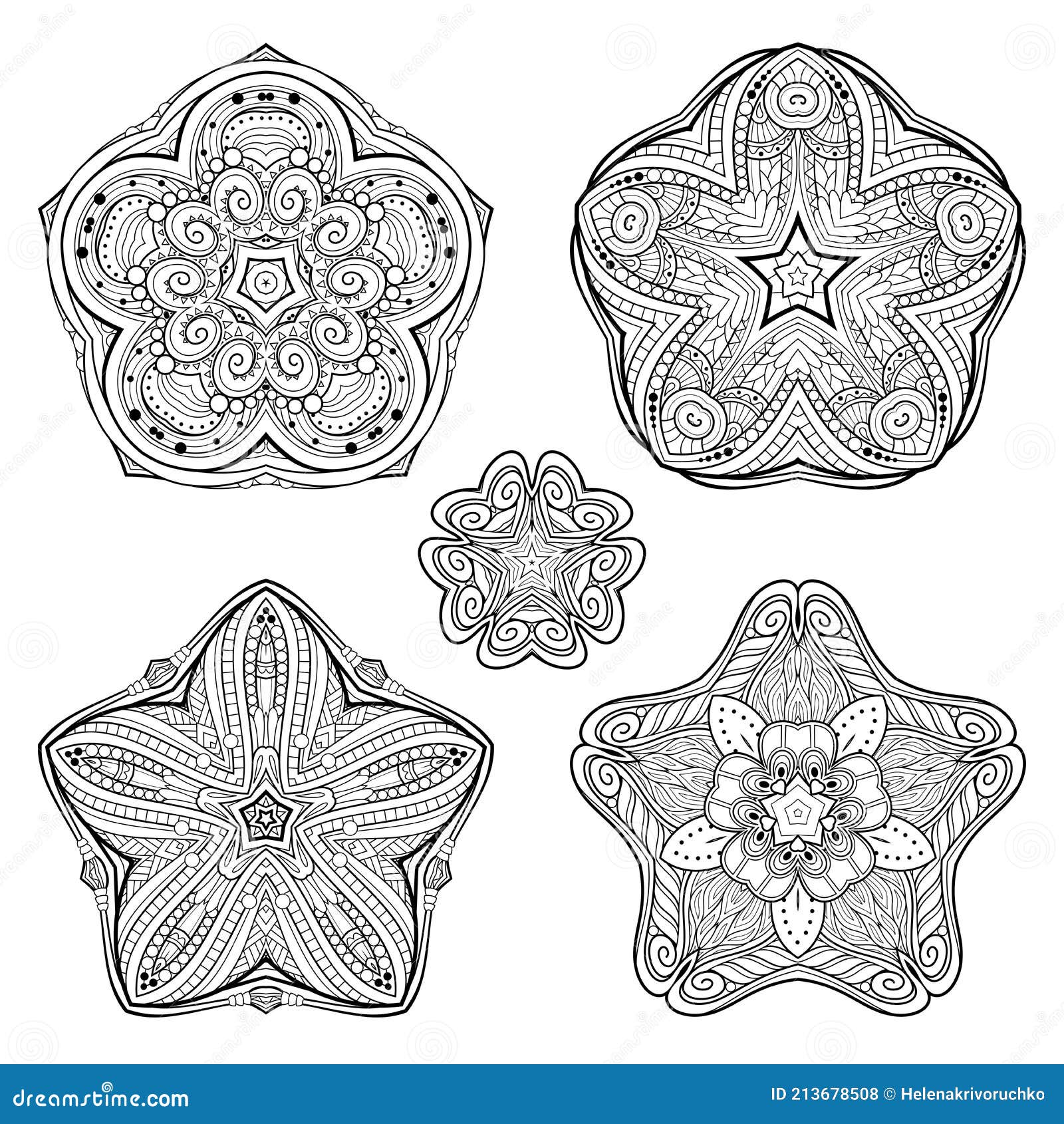 Vector Monochrome Set of Stars. Ethnic Element Stock Vector ...