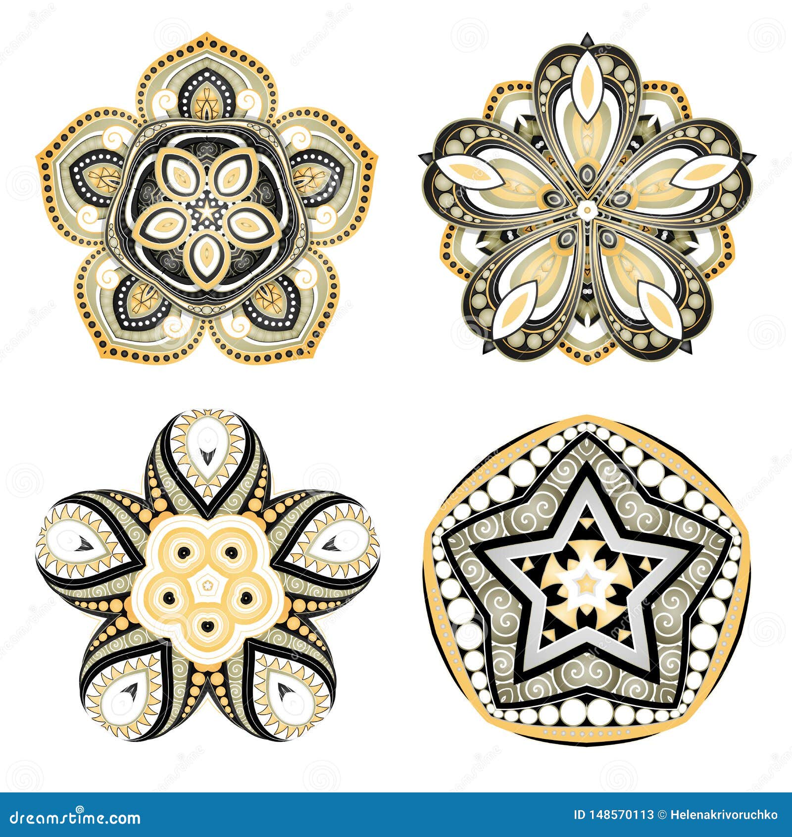 Vector Set of Stars. Ethnic Decorative Element Stock Vector ...