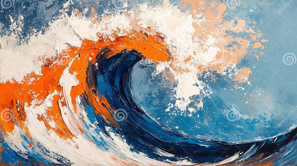 Abstract Ocean Wave Painting Stock Illustration - Illustration of ...