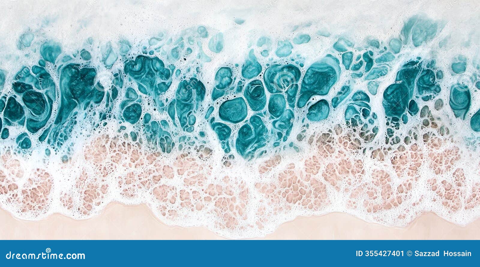 Abstract Ocean Wave Texture Teal Water White Foam and Sandy Beach ...