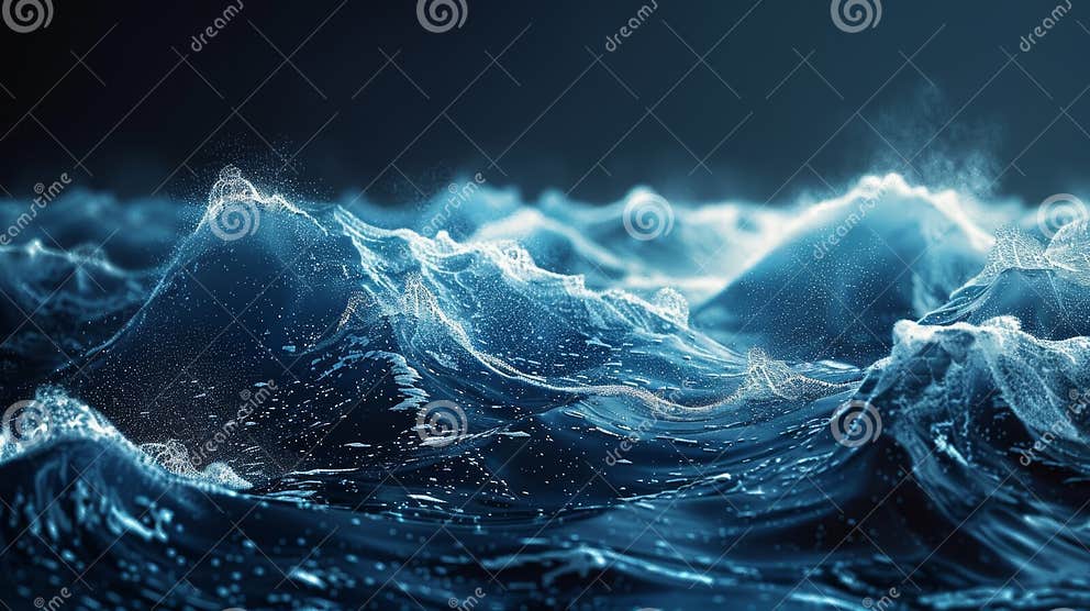 Abstract Ocean Waves with a Dark Blue and Light Blue Gradient Stock ...
