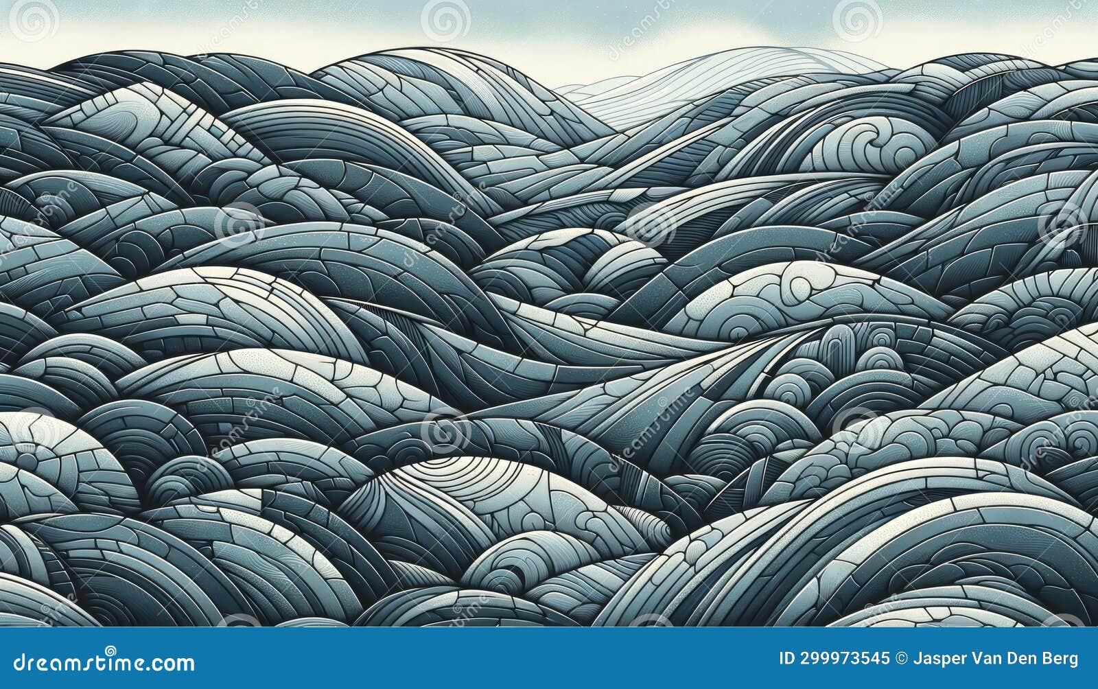 Abstract Ocean Waves Illustration, AI Generated Stock Illustration ...