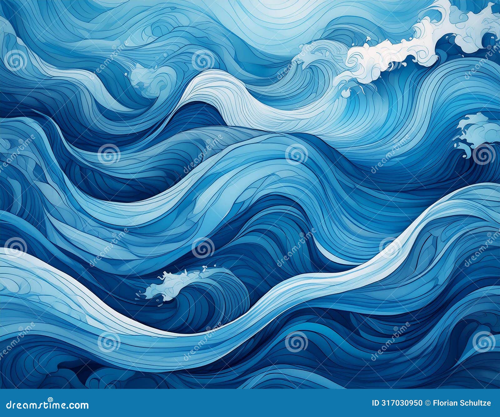 Abstract Ocean Waves Pattern in Shades of Blue for Artistic Backgrounds ...