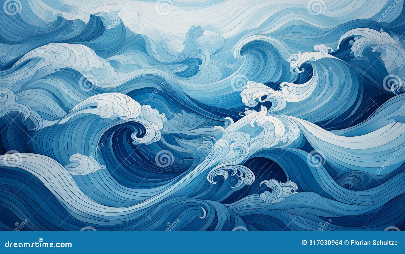 Abstract Ocean Waves Pattern in Shades of Blue for Artistic Backgrounds Stock Illustration ...
