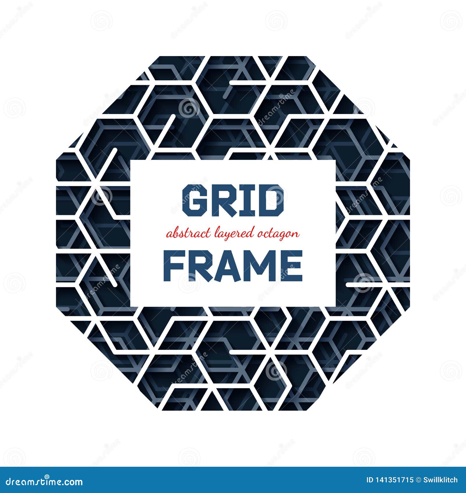 Abstract Octagon Frame with Layered Lines Triangular Grid and Shadow ...