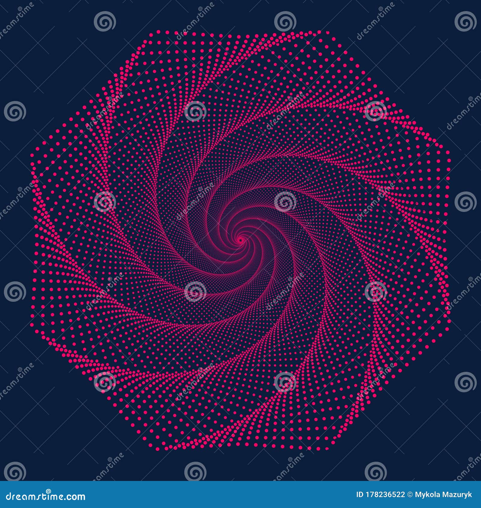 Abstract Octagon with Halftone Dots Design. Digital Purple Flower ...