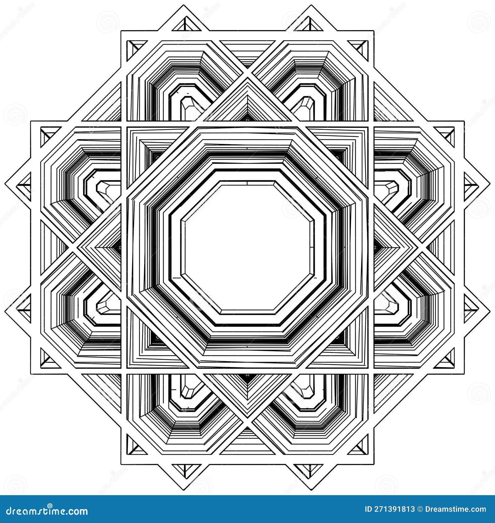 Abstract Octagonal Table and Floor Inlay Pattern Vector. Pattern with ...